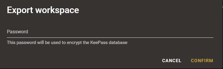 Export workspace | Teamlock Documentation